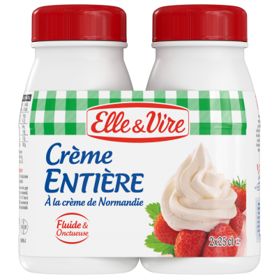 La Crème entière fluide de Normandie en bouteille - La crème - Elle & Vire